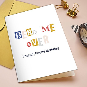 Qiliji Naughty Birthday Card for Husband Boyfriend, Funny Birthday Card for Him Her, Happy Birthday Card for Wife Girlfriend, Bend Me Over Card