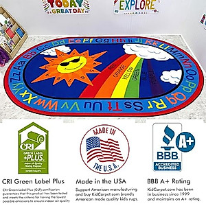 KidCarpet.com Sky's The Limit Classroom Rug 7'6" x 12' Oval Kid Educational Learning Rug for School Classroom, Kids Play Rug for Learning Numbers, Colors & Alphabets Area Rug for Kids