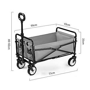 Suuim Collapsible Folding Wagon, Heavy Duty Collapsible Folding Wagon Utility Outdoor Camping Garden Cart with Adjustable Handle,600D Wear-Resistant Oxford