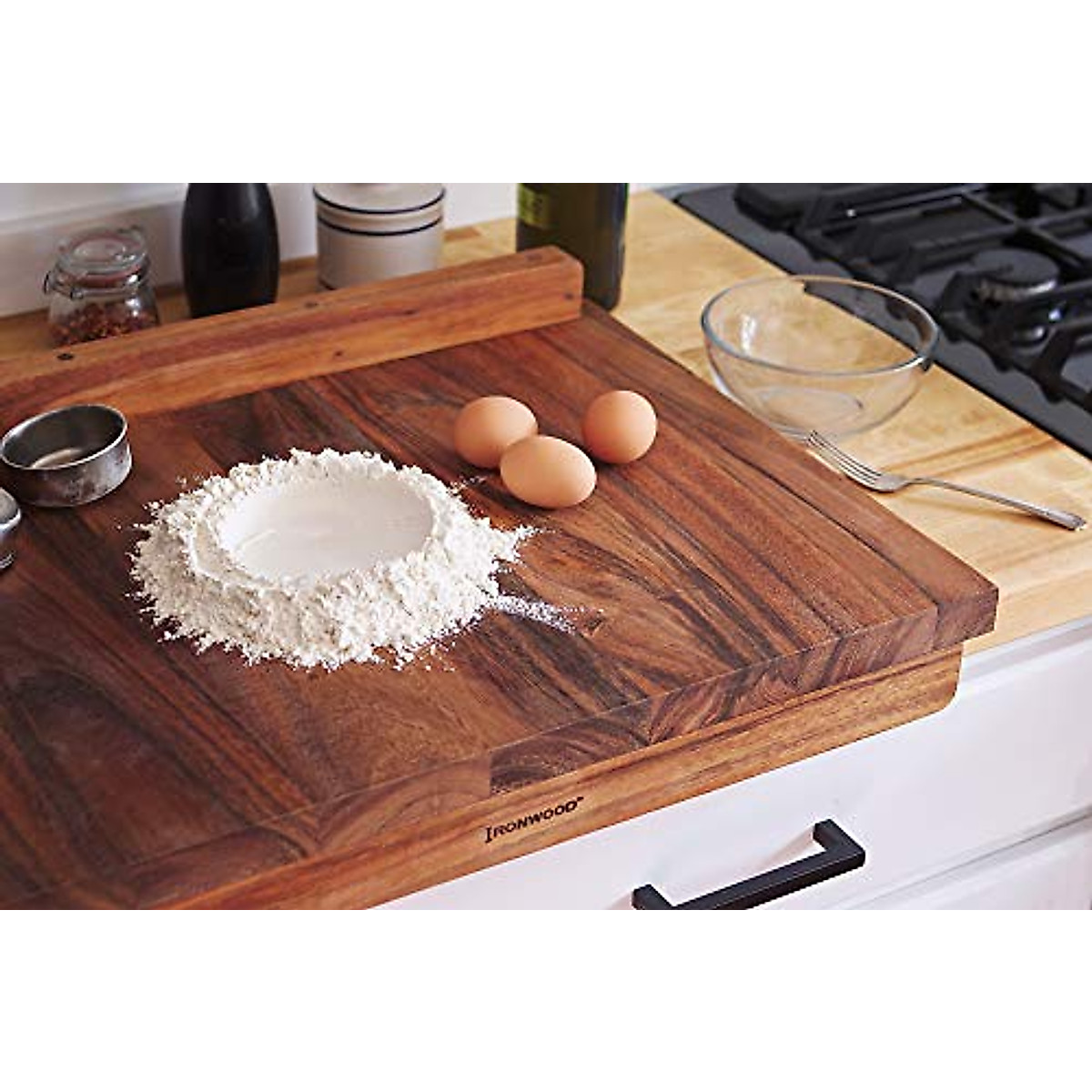 Ironwood Gourmet Double-Sided Countertop Lyon Pastry/Cutting Board With Gravy Groove, Acacia Wood 17.25 x 24 x 1.25 inches