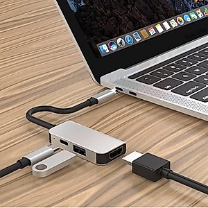 TWDYC USB Type C 3.1 to HDMI-Compatible USB 3.0 Dock Hub 3 in 1 USB C Adapter 4K Video PD Charge Converter