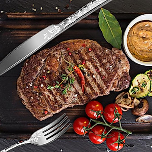 Vilihkc 20 piece Unique Pattern Design Silverware Set, Stainless Steel Flatware Set Service for 4, silver Cutlery Set, Mirror Polished Utensil Set for Kitchen, Dishwasher Safe