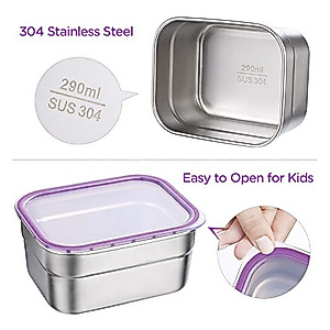 Stainless Steel Kids Bento Lunch Box Leak Proof BPA-Free DaCool School Lunch Container 5-Compartment with Lunch Bag and Fork for Toddler Child Adult, Food Snack Container for Picnic Outdoors, Purple