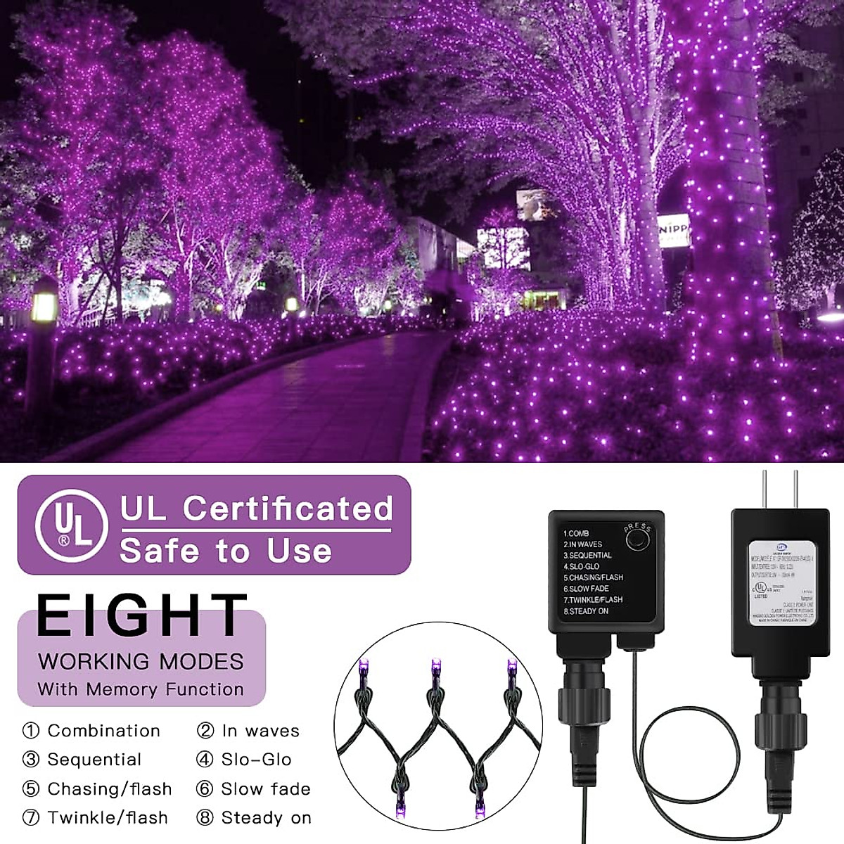 300 LED Christmas String Lights, 108FT Christmas Lights - UL Certified Outdoor & Indoor Fairy Lights Christmas Tree Decor, Patio, Garden, Party, Wedding, Halloween, Holiday Decoration