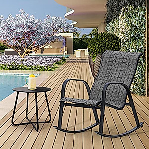 Grand patio Outdoor Rocking Chair, Textilene Rocker Suitable for Indoor and Outdoor Use, Living Room, Backyard, Porch, Balcony (Black&Grey Plaid, 1PC)
