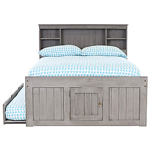 Discovery World Furniture Charcoal Full Bookcase Bed with 3 Drawers and Twin Trundle