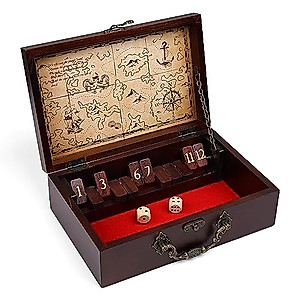 STERLING Games 12 Number Shut The Box Wooden Box Travel Case Nautical Theme Family Dice Game for Kids and Adults