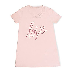 Smart & Sexy womens V-neck Oversized Sleep Shirt Pajama Top, Blushing Rose (Love), X-Large US
