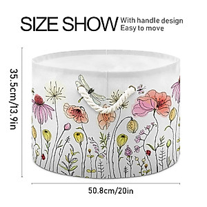 xigua Cotton Rope Basket Colorful Wildflowers Baby Laundry Basket Blanket Kids Toy Storage Basket Glove Box