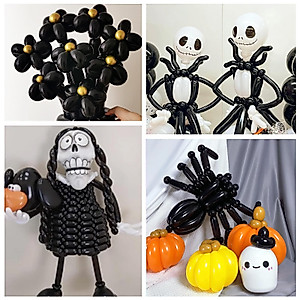 KAWKALSH 150pcs 260 Balloon Black, Long Skinny Balloons for Tying Balloon Arch, Twisting Balloons for Party Balloons Garland Animals Modeling, Birthday, Wedding, Party Decorations（Black）