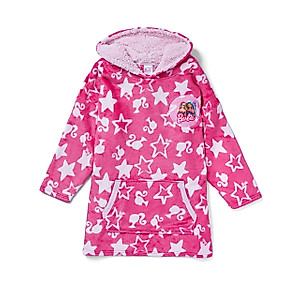 Barbie Girls Blanket Hoodie Oversized Fleece Ultra Soft and Cosy Pink One Size