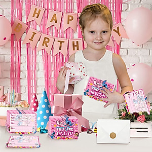 GOGOPARTY 20 Pcs Pink Invitation Cards, Birthday Party Invitation Cards With Sticker Labels, 20 Envelope Birthday Invitations for Kids Birthday Party Supplies