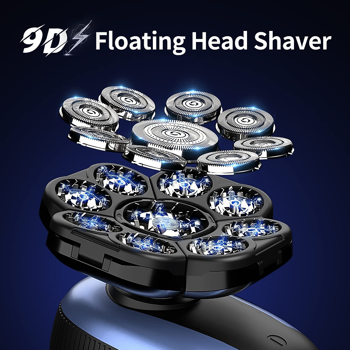 Roziahome Head Shavers for Bald Men 9D Electric Rotary Shaver Multifunctional Mens Bald Head Shaver Cordless Electric Razor for Men Wet & Dry Head Shaver Rechargeable Shavers for Balding Man