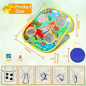 3 in 1 Bean Bag Toss Game for Kids, Toddler Toys for 2 3 4 5 Year Old Boys Girls Birthday Gifts, Dinosaur Cornhole Party Games Backyard Outdoor Outside Toys Ages 1-3 2-4 4-8 Valentine Easter Toy Game