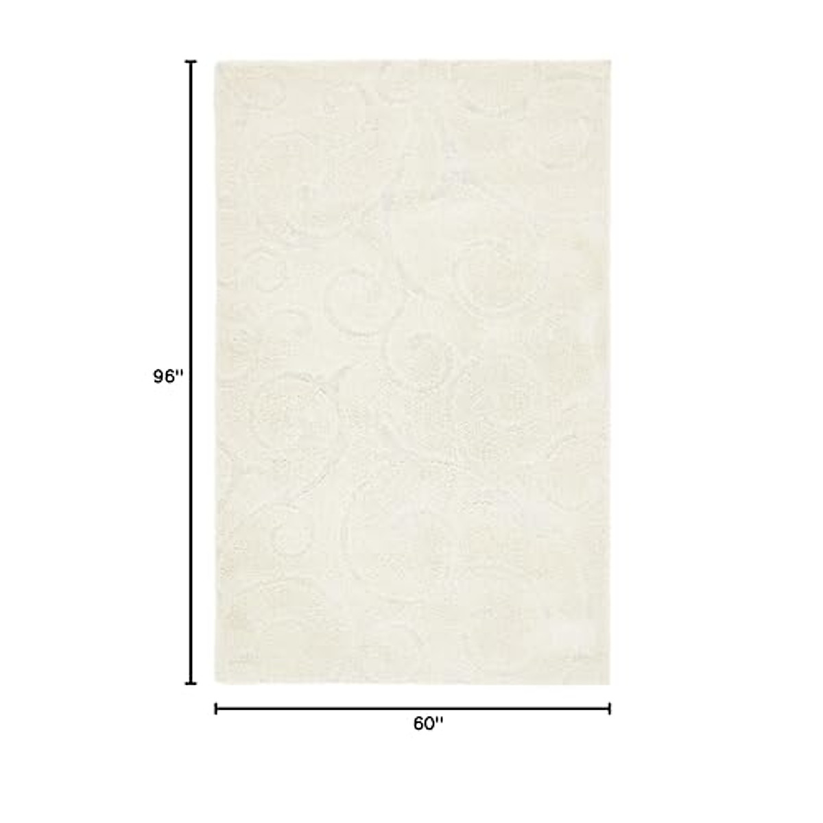 Rugs.com Botanical Shag Collection Rug – 5' x 8' Ivory Shag Rug Perfect for Living Rooms, Large Dining Rooms, Open Floorplans