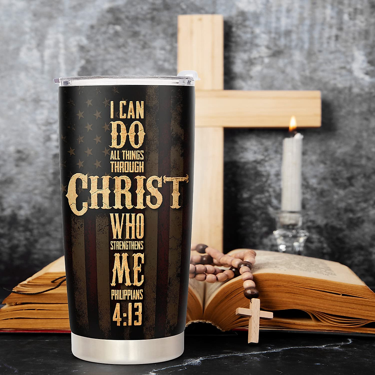 Christian gifts for men - Religious gifts for men - Gifts for Men - Fathers Day Giftss for Dad from Daughter, Son, Wife, Kids - Birthday Gifts for Men, Dad, Boyfriend, Husband - Christian Tumbler 20Oz