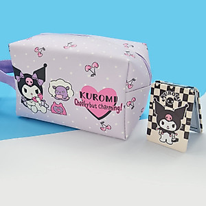 Kumi Travel Cosmetic Bag, Large Capacity Cartoon Cosmetic Pouch Makeup Bag with Zipper, PU Travel Toiletry Bag Makeup Accessories Organizer, Foldable Storage Bags Makeup Pouch for Women Girls