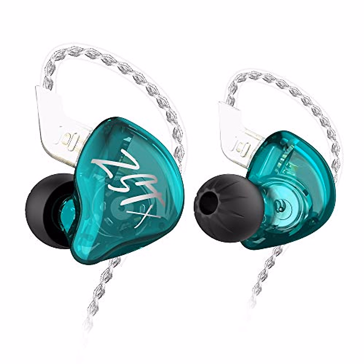 KZ ZST X HiFi Earphone 1BA+1DD Dynamic Driver in-Ear Sports DJ Headphone Noise Cancelling Headset with Upgraded Cable (with Mic, Cyan)