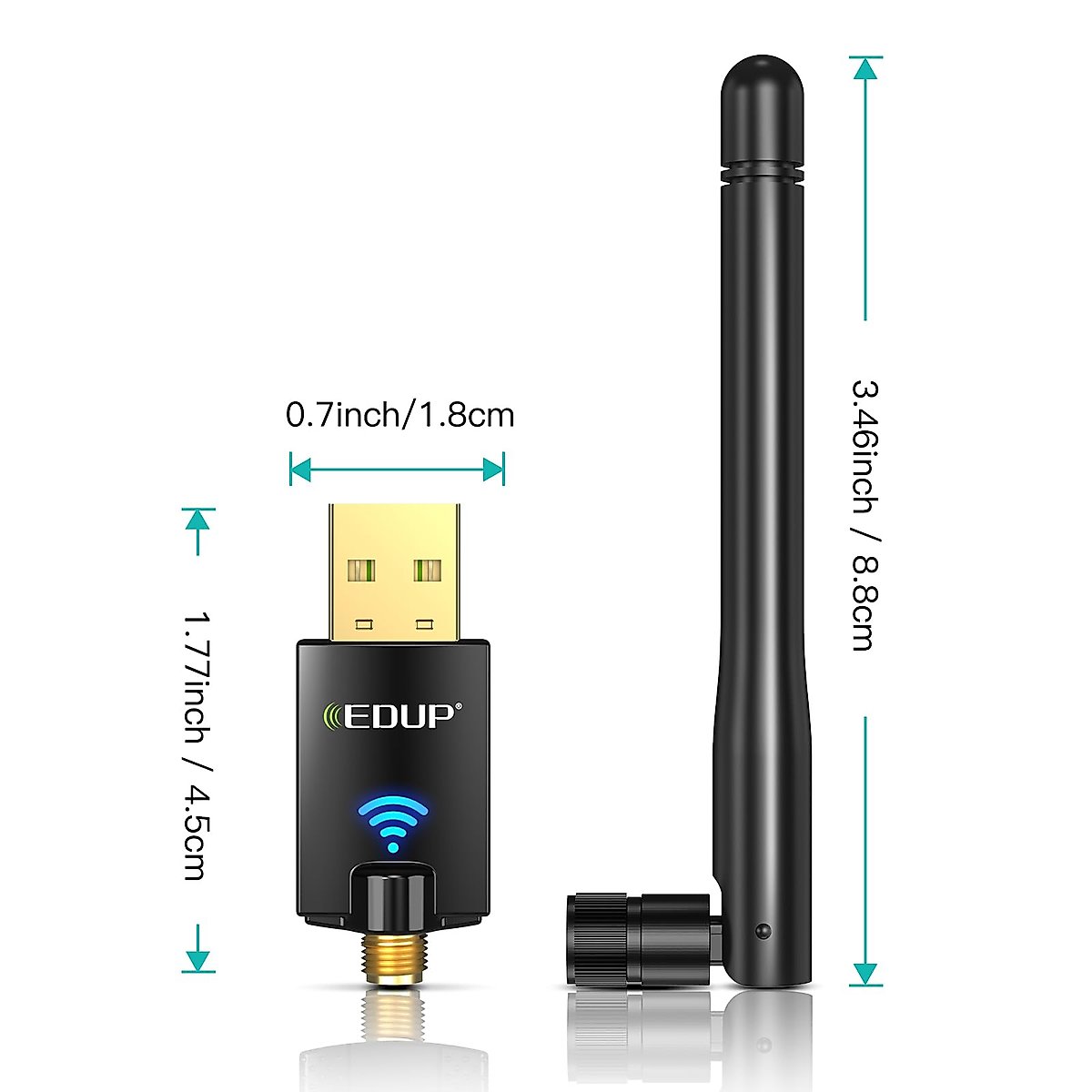 USB Wifi Adapter AC600Mbps with Wi-Fi Antenna for Laptop Desktop PC,Dual Band 5.8G/2.4Ghz Wireless Network Adapters Compatible OS with Windows XP/Vista/ 7/8.1/8 /10 / and Mac Os X 10.6-10.15