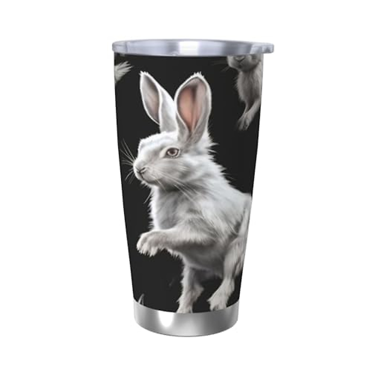 EKPRAVDKTF Bunny Rabbit 20oz Insulated Stainless Steel Tumbler With Lids And Straws, Double Wall Vacuum Travel Coffee Mug, Thermal Cup For Cold & Hot Drinks, Reusable Metal Straw & Brush