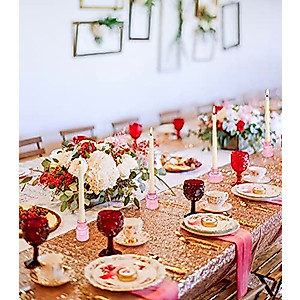 Vixdonos Pink Candlestick Holders Set of 3 Glass Candle Holders for Taper Candles,Pillar Candles and Tealight Candles