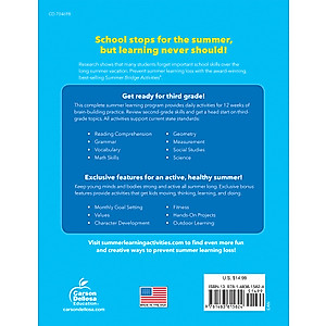 Summer Bridge Activities 2nd to 3rd Grade Workbook, Math, Reading Comprehension, Writing, Science, Social Studies, Fitness Summer Learning Activities, 3rd Grade Workbooks All Subjects With Flash Cards