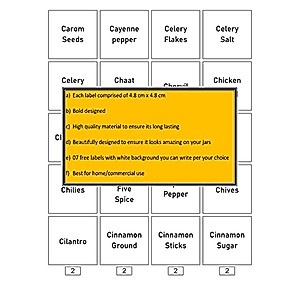 VGT Offers 160 Elegantly Designed Spice Jar Labels (153 Pre-Printed + 7 Blank); Bold Design and Large Font Size Water Resistant and Long Lasting for Spice Rack Organizer