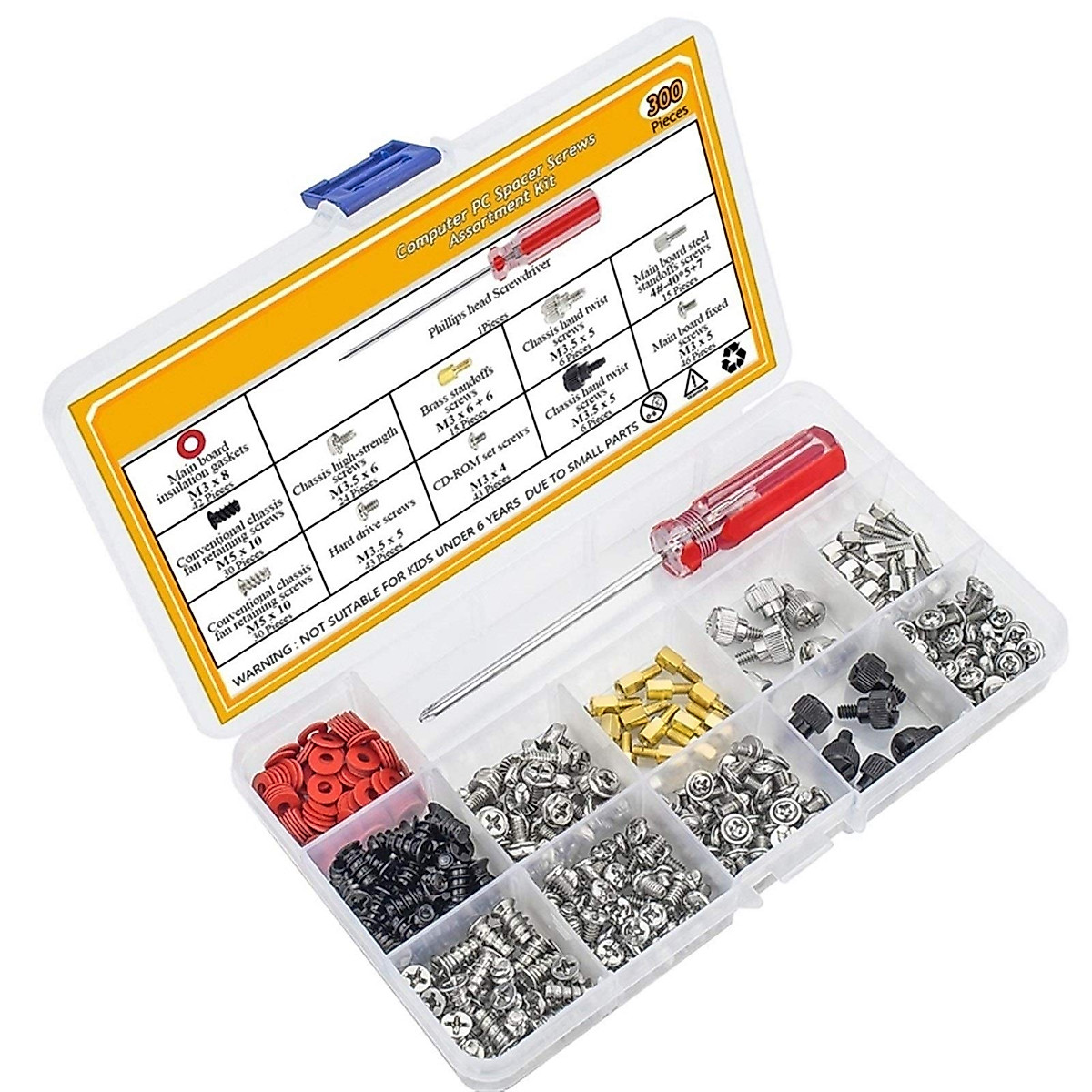300Pcs Personal Computer Screw Standoffs Set Assortment Kit with A Screwdriver for Hard Drive Computer Case Motherboard Fan Po DaJiKan