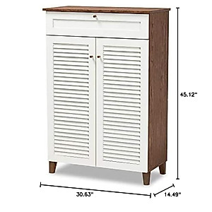 Baxton Studio Shoe Cabinets, White/Walnut