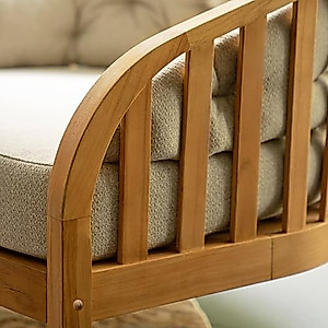 Cambridge Casual Barnese Wood Oversized Patio Lounge Chair, Natural Teak/Tan Cushion