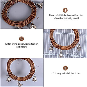 Balacoo Parakeet Decorated Garland Parrot Bird Perches Parrot Rattan Twig Bungee Bird Toy with Bell Wreath Swing Perch Hanging Climbing Chews Toy Garden Porch Wind Chime Climbing Toys Climbing Toys