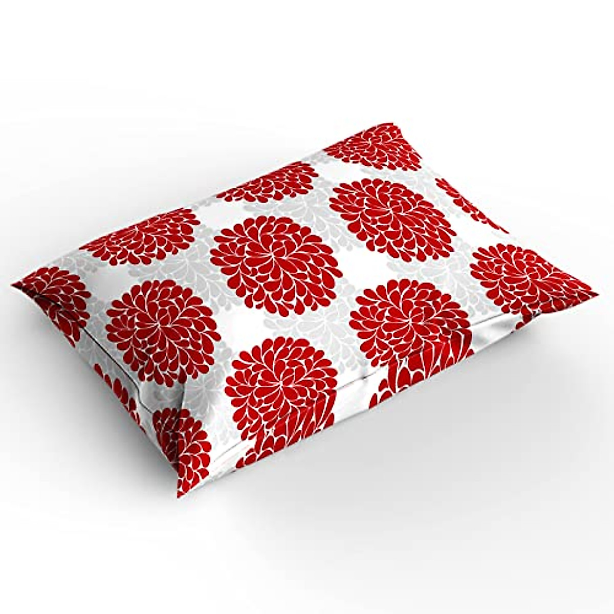 Red Dahlia Bed Bedding 4 Piece Comforter Set - Duvet Cover Set Queen Size Premium with Zipper Closure Ultra Soft, 4 Piece-1 Microfiber Duvet Cover Matching,2 Pillow Shams,1 Fitted Sheet