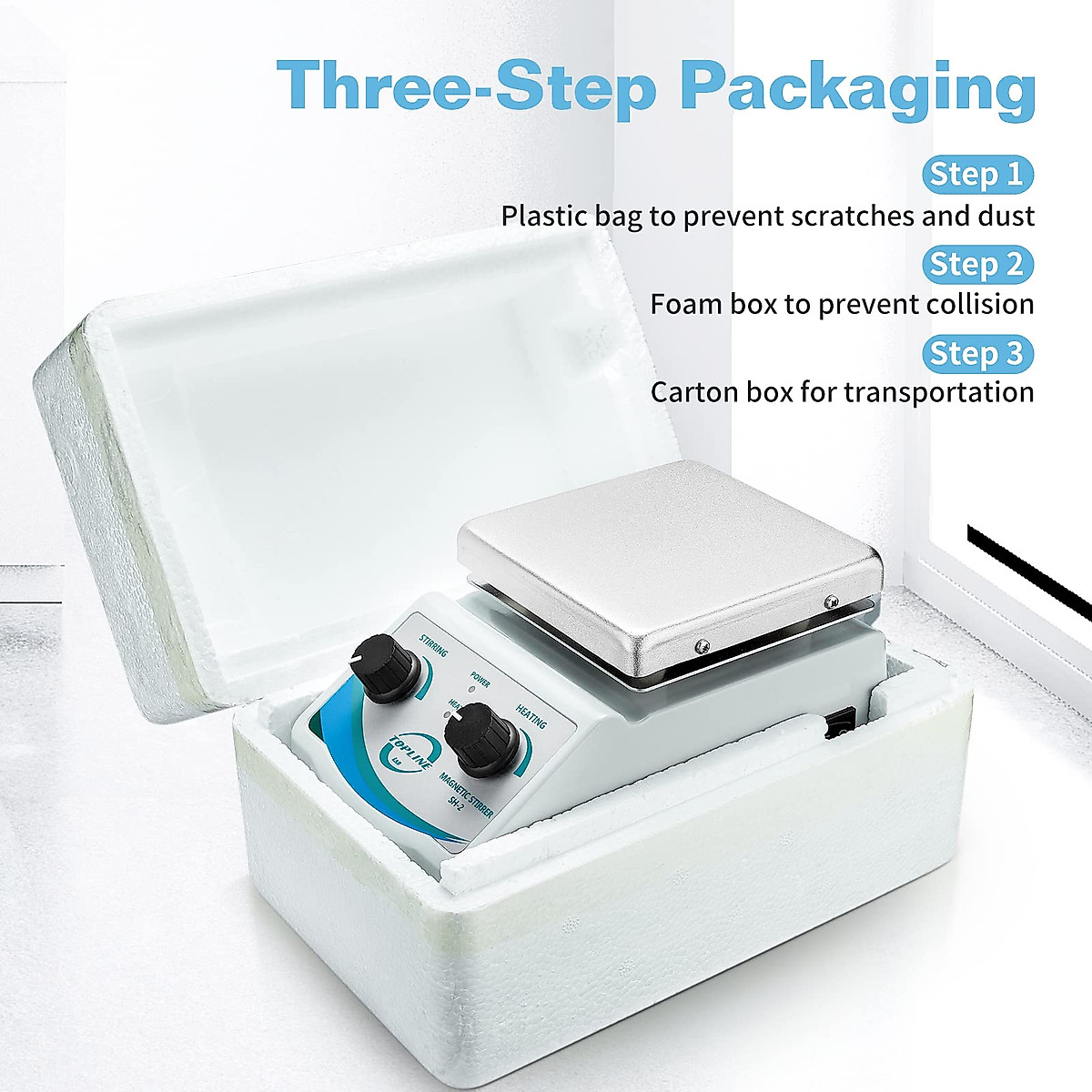 SH-2 Hot Plate Magnetic Stirrer Mixer Dual Control with 1 inch Stir Bar (New Style)