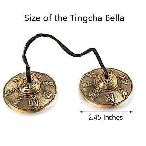 Tibetan Tingsha Meditation Bell - Meditation Chime Bells - Tingsha Cymbals With Hand Woven Cotton Bag- Tibetan Buddhist Meditation Yoga Bell Chimes (Om Mani Padme Hum Mantra) Handmade In Nepal