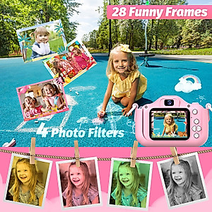 Goopow Kids Digital Camera, Pink Purple, 32GB MicroSD Card Included, Shockproof and Durable for Girls Ages 3-10