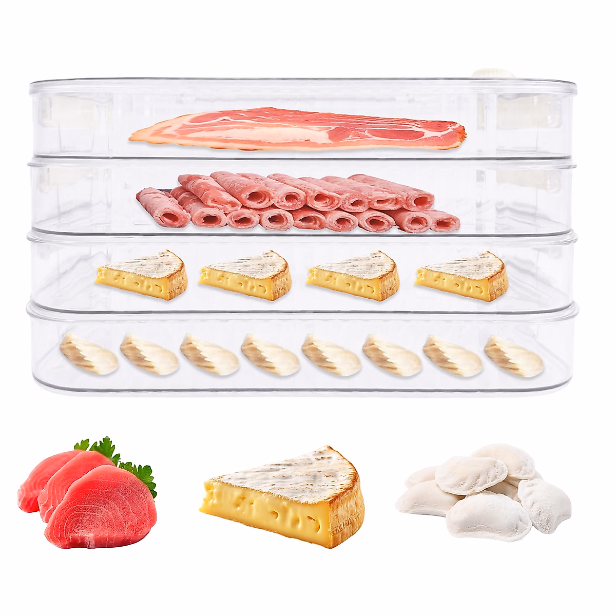 Sibosen Deli Meat Containers for Fridge and Refrigerator Organizing, With Lids - Bacon Cheese Container