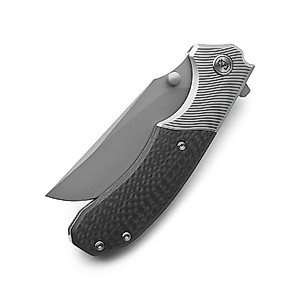 Miguron Knives M Centurion Flipper Folding Knife 3.5" S90V Blade Titanium And Black Carbon Fiber Handle Camping Hiking Pocket Knife MGR-609CBK