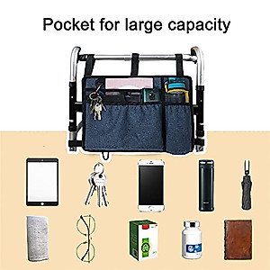 Caroo Walker Bag Basket with Cup Holder Suit for Adult Folding Walkers Rollator Organizer Carry Storage Pouch Water-Resistant Armrest Accessories for Seniors, Elderly, Handicap, Blue