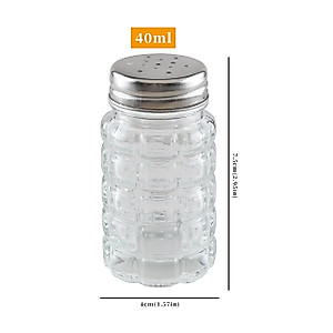 Salt and Pepper Shakers, JJOO Glass Salt Shaker with Stainless Steel Tops (Retro Sytle, 40ml)