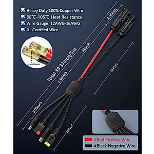 ELECTOP 4-in-1 Solar Panel Connector Extension Cable Splitter, Compatible with Anderson Connector DC 8mm 5.5mm Adapter Power Plug XT60 Female Connector Charger Solar Connectors Parallel Adapter Cable