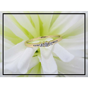 Dazzlingrock Collection 0.13 Carat (ctw) Round White Diamond Ladies Bridal Promise 3 Stone Engagement Ring, 10K Yellow Gold, Size 5.5