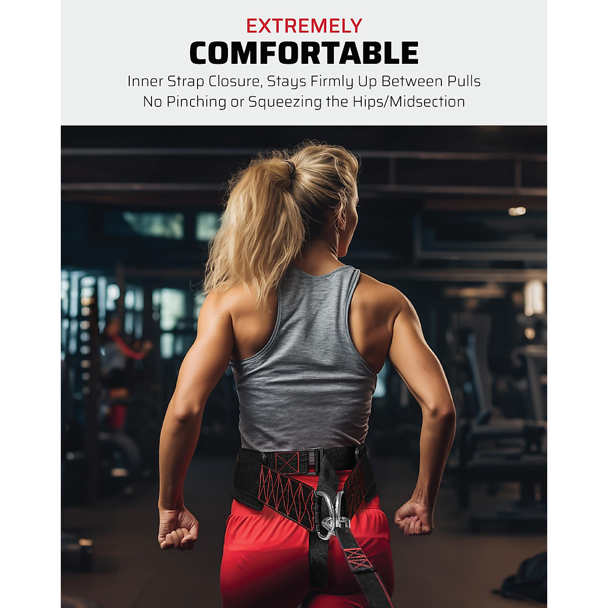 THEFITGUY Sled Pulling Belt, Adjustable Closure, 2 Sled Pulling Straps & 4 Hooks Included - for Resistance Training, Strength Training, Agility, Pulling Backwards, Front and Sides