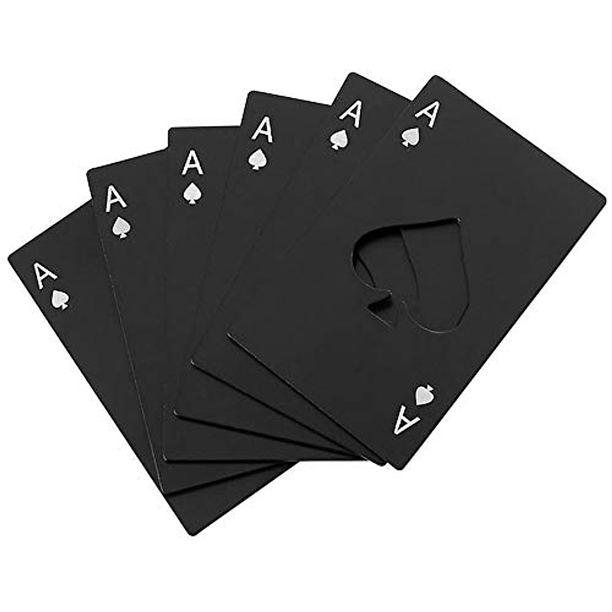 Famgee Wine Bottle Opener Stainless Steel Credit Card Size Casino Beer Bottle Opener Cap Opener for Your Wallet Wedding Party Groomsmen Bridesmaid Gifts 6 Pcs (Black)