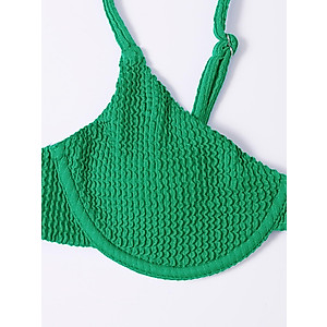 QWINEER Women's Underwire High Cut Bikini Set Bathing Suits 2 Piece Swimsuits 2024 A Green M