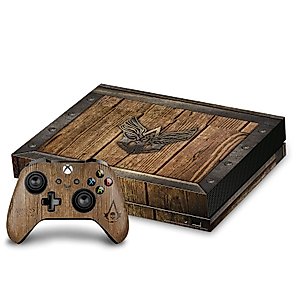 Head Case Designs Officially Licensed Assassin's Creed Wood And Metal Chest Black Flag Graphics Vinyl Sticker Gaming Skin Decal Cover Compatible With Xbox One X Console and Controller Bundle