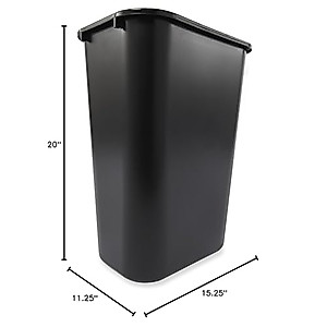 Rubbermaid Commercial Products Resin Wastebasket/Trash Can, 10-Gallon/41-Quart, Black, Plastic, for Bedroom/Bathroom/Office, Fits Under Desk/Sink/Cabinet, Pack of 12