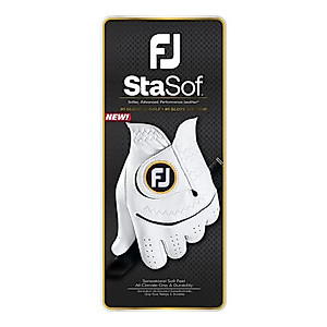FootJoy Men's StaSof Golf Glove, White, Cadet X-Large, Worn on Left Hand