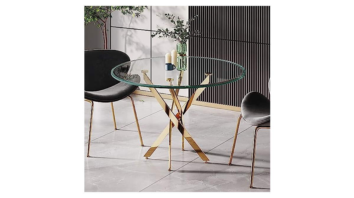 36" Round Glass Dining Table for Small Spaces