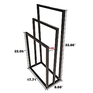 HAHRIR 3-Tier Metal Towel Rack Modern Freestanding Black Towel Rack, Bathroom Metal Storage Towel Rack, Black