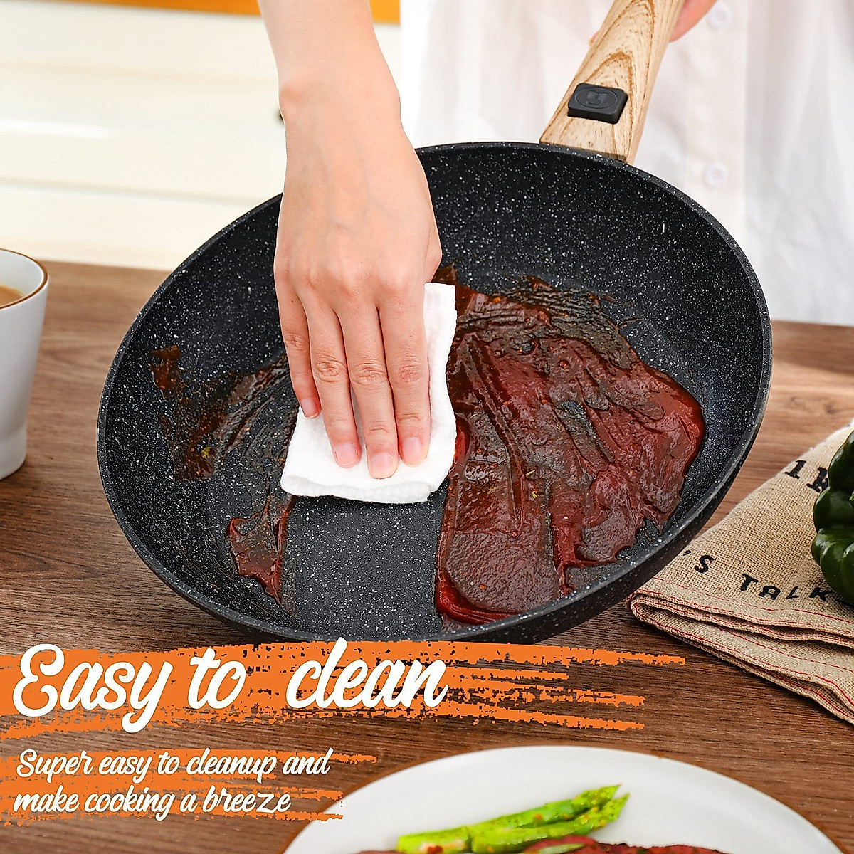 DRICKATE Frying Pan Set Nonstick Skillet Set for Induction Cooktop with Detachable Handle Marble Coating, Frying Pan Nonstick 8 Inch+9.5 Inch +11 Inch (3PCS)